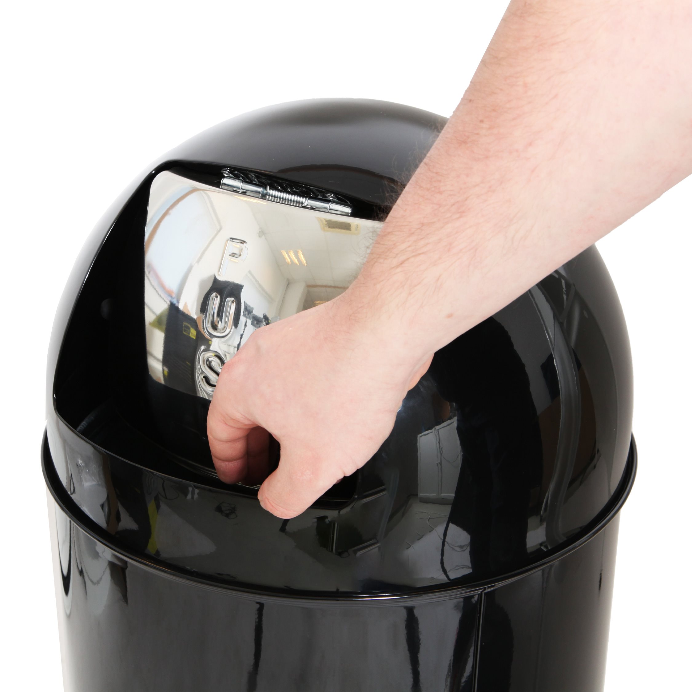 Svart Paulo papperskorg 40L med vipplock | Skiltex.se