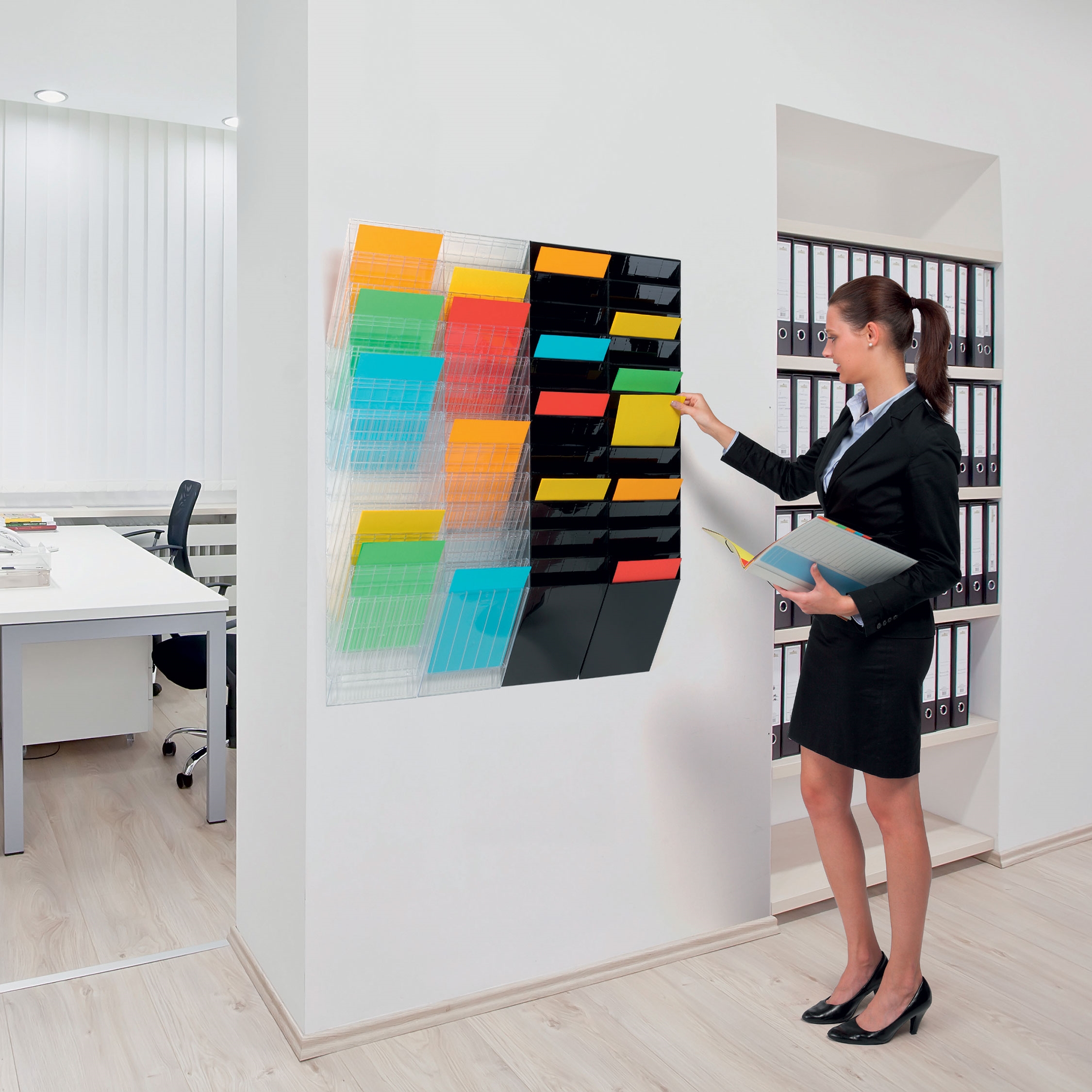 Blankettfack till vägg - Flexiboxx 6xA4 - Skiltex.se